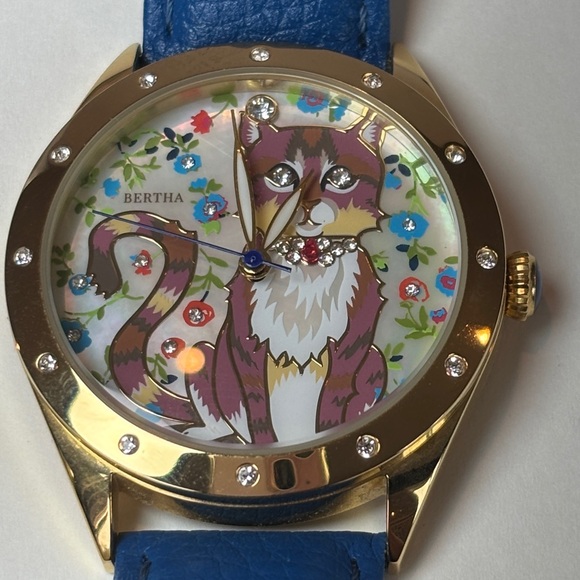 Accessories | Kitty Cat Watch With Blue Band By Bertha | Poshmark